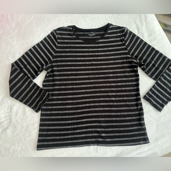 Laura Scott | Tops | Laura Scott Womens Large Black Metallic Silver ...